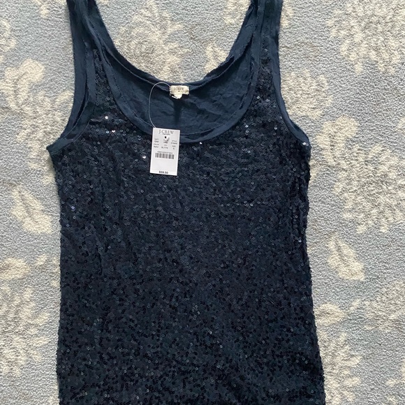 J. Crew | Tops | J Crew Sequin Tank Navy | Poshmark